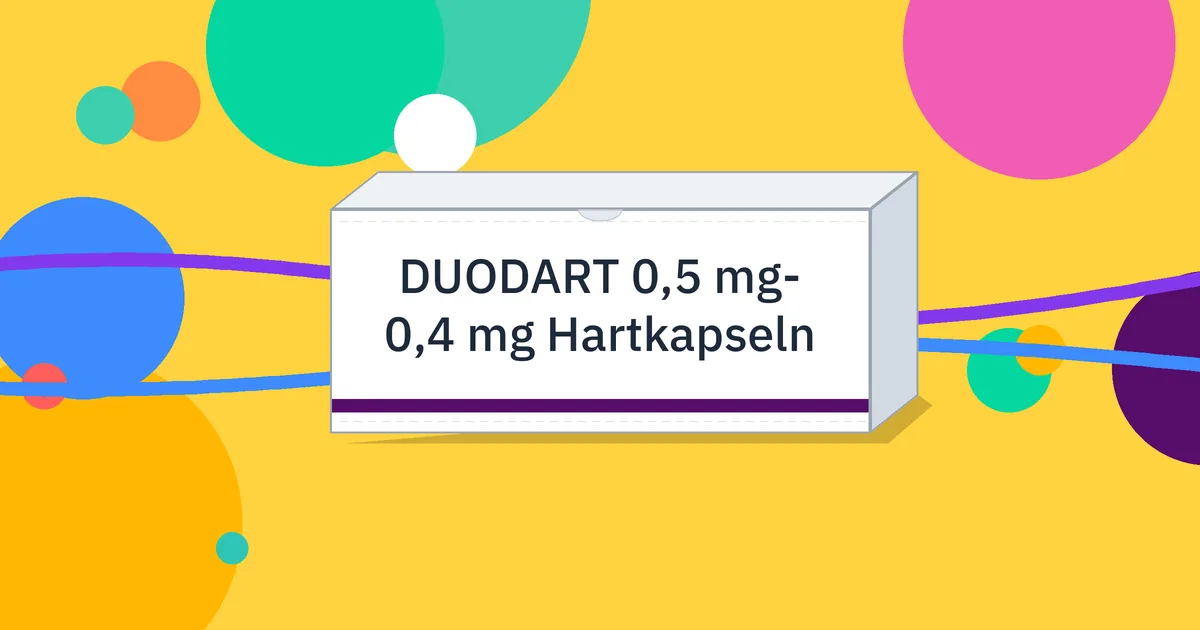 Symbolbild: Packung mit der Aufschrift DUODART 0,5 mg-0,4 mg Hartkapseln (PZN 16812094) – Verfügbarkeit und Bezug in Apotheken in Frankfurt am Main