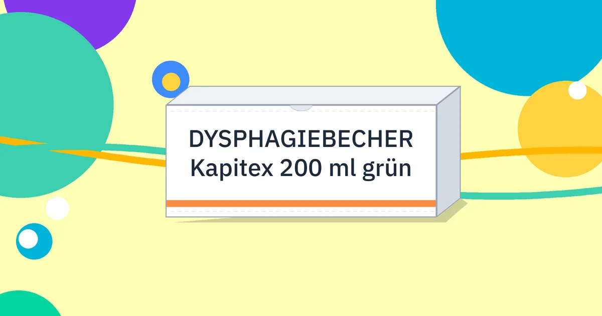 Symbolbild: Packung mit der Aufschrift DYSPHAGIEBECHER Kapitex 200 ml grün (PZN 17382158) – Verfügbarkeit und Bezug in Apotheken in Frankfurt am Main