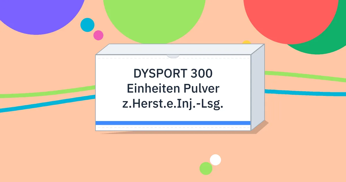 Symbolbild: Packung mit der Aufschrift DYSPORT 300 Einheiten Pulver z.Herst.e.Inj.-Lsg. (PZN 18684051) – Verfügbarkeit und Bezug in Apotheken in Frankfurt am Main