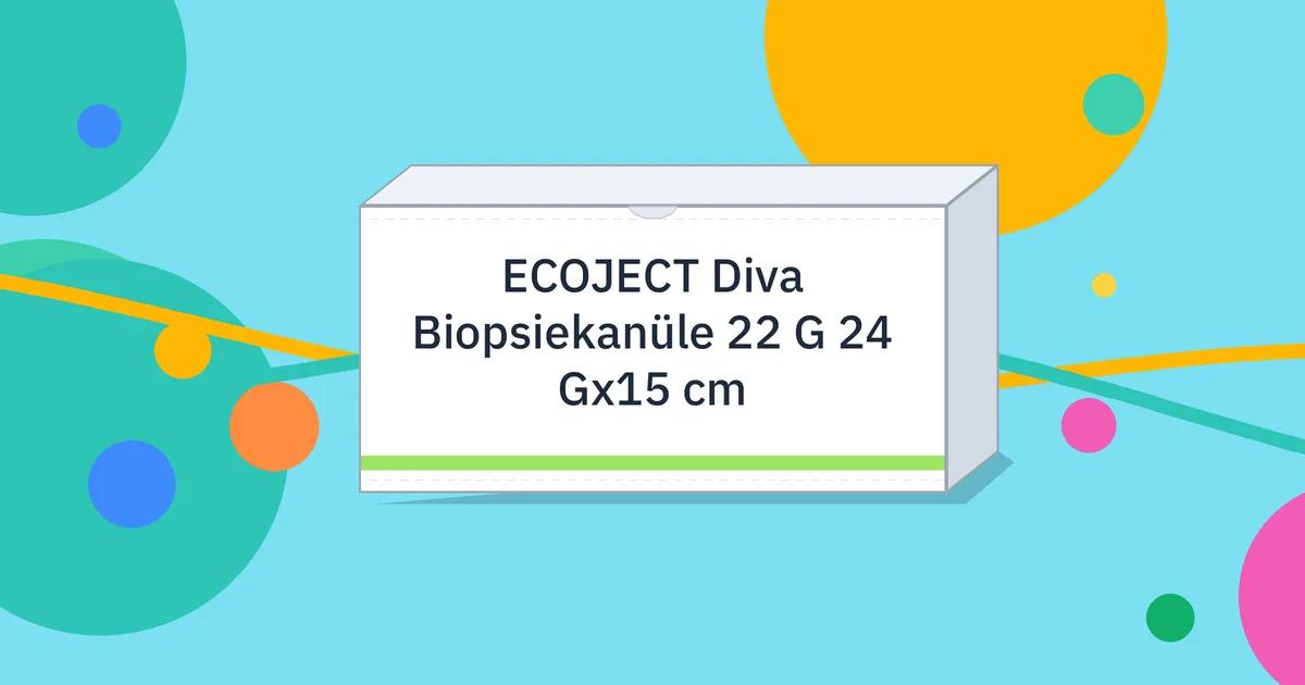 Symbolbild: Packung mit der Aufschrift ECOJECT Diva Biopsiekanüle 22 G 24 Gx15 cm (PZN 06125636) – Verfügbarkeit und Bezug in Apotheken in Frankfurt am Main