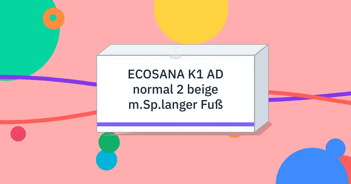 Symbolbild: Packung mit der Aufschrift ECOSANA K1 AD normal 2 beige m.Sp.langer Fuß (PZN 04724479) – Verfügbarkeit und Bezug in Apotheken in Frankfurt am Main
