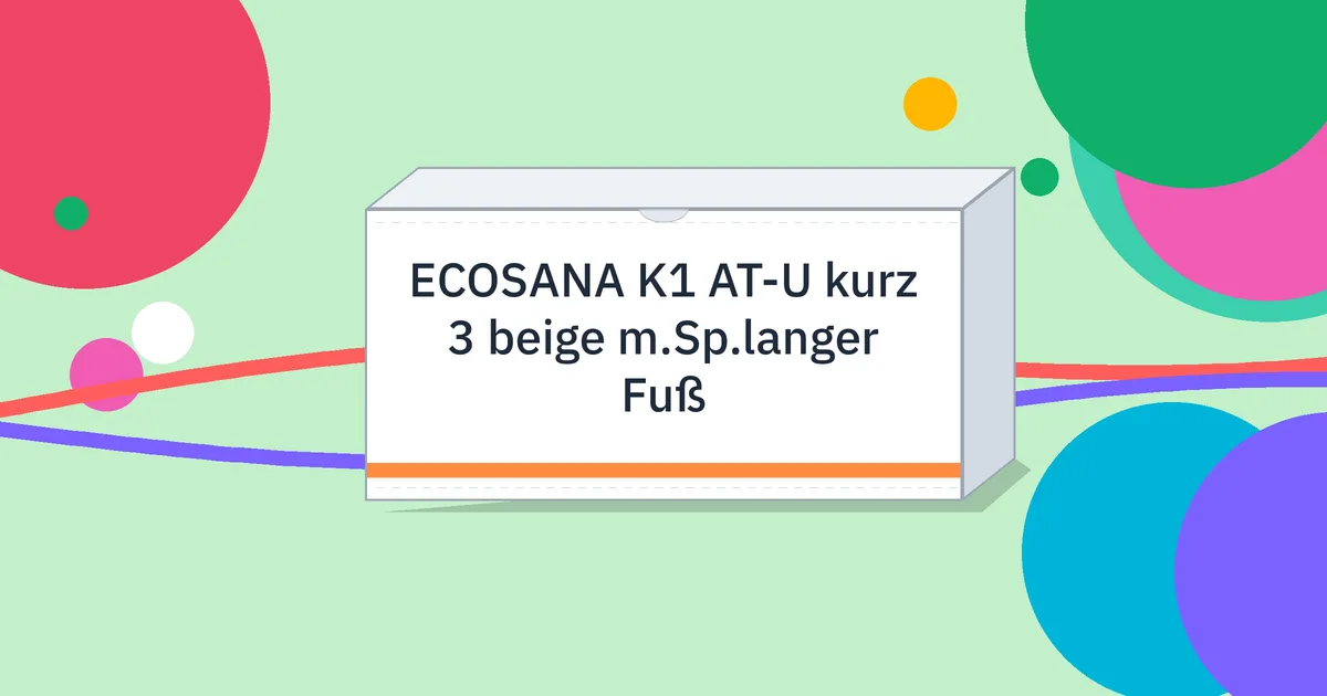 Symbolbild: Packung mit der Aufschrift ECOSANA K1 AT-U kurz 3 beige m.Sp.langer Fuß (PZN 04733840) – Verfügbarkeit und Bezug in Apotheken in Frankfurt am Main