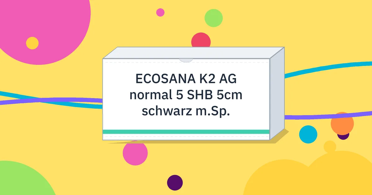 Symbolbild: Packung mit der Aufschrift ECOSANA K2 AG normal 5 SHB 5cm schwarz m.Sp. (PZN 01458818) – Verfügbarkeit und Bezug in Apotheken in Frankfurt am Main