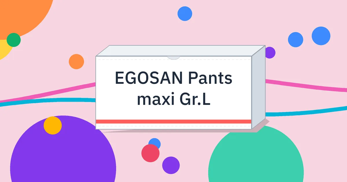 Symbolbild: Packung mit der Aufschrift EGOSAN Pants maxi Gr.L (PZN 16893230) – Verfügbarkeit und Bezug in Apotheken in Frankfurt am Main