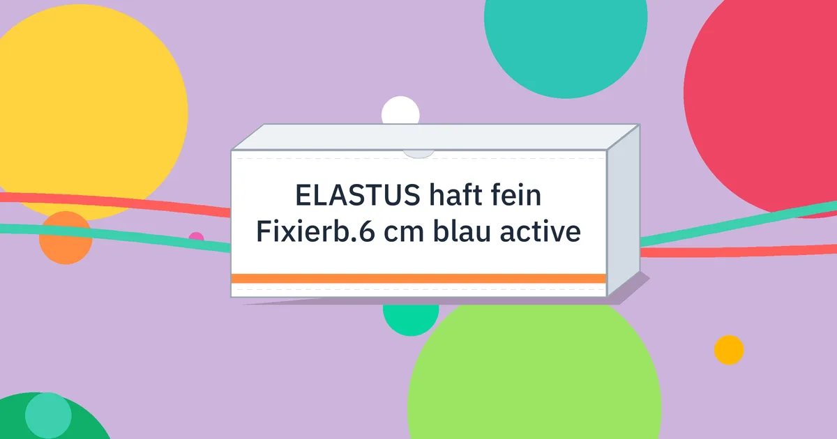 Symbolbild: Packung mit der Aufschrift ELASTUS haft fein Fixierb.6 cm blau active (PZN 04839254) – Verfügbarkeit und Bezug in Apotheken in Frankfurt am Main