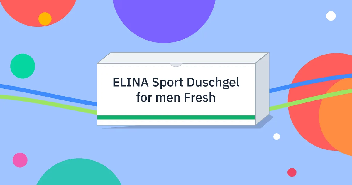 Symbolbild: Packung mit der Aufschrift ELINA Sport Duschgel for men Fresh (PZN 10347785) – Verfügbarkeit und Bezug in Apotheken in Frankfurt am Main