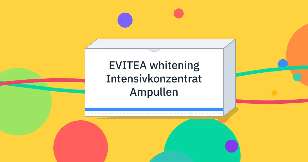 Symbolbild: Packung mit der Aufschrift EVITEA whitening Intensivkonzentrat Ampullen (PZN 16611510) – Verfügbarkeit und Bezug in Apotheken in Frankfurt am Main