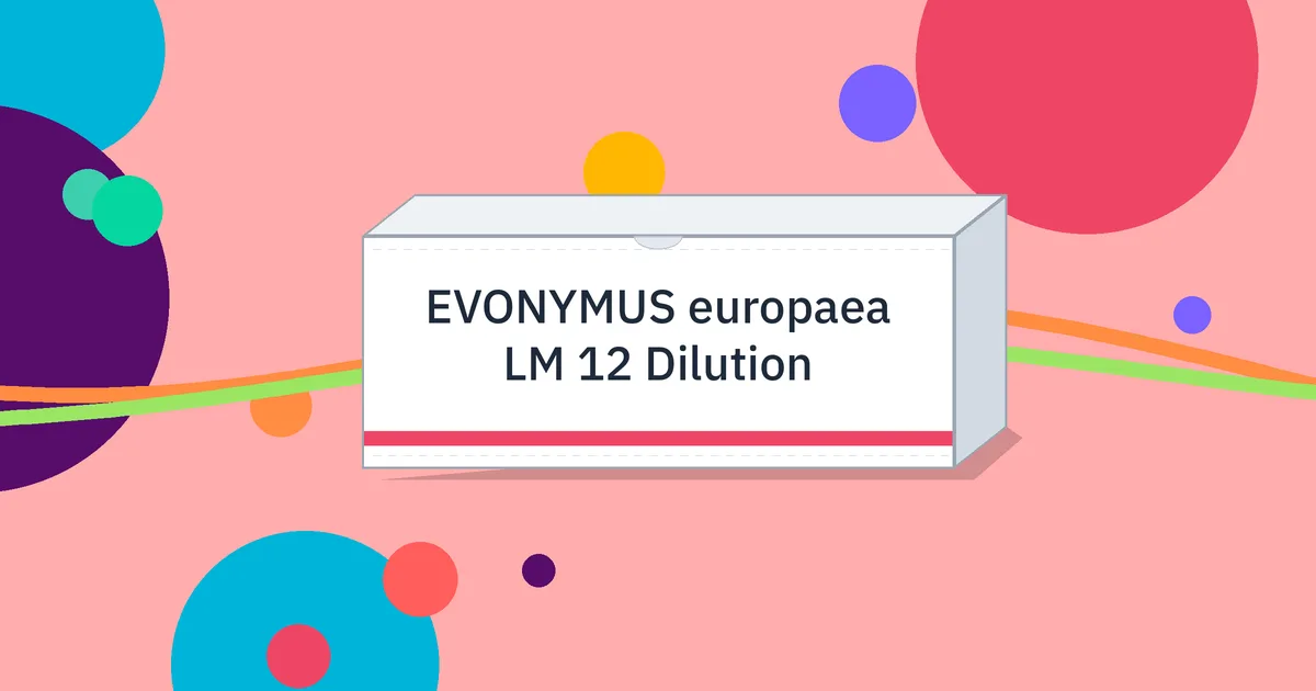 Symbolbild: Packung mit der Aufschrift EVONYMUS europaea LM 12 Dilution (PZN 13484614) – Verfügbarkeit und Bezug in Apotheken in Frankfurt am Main