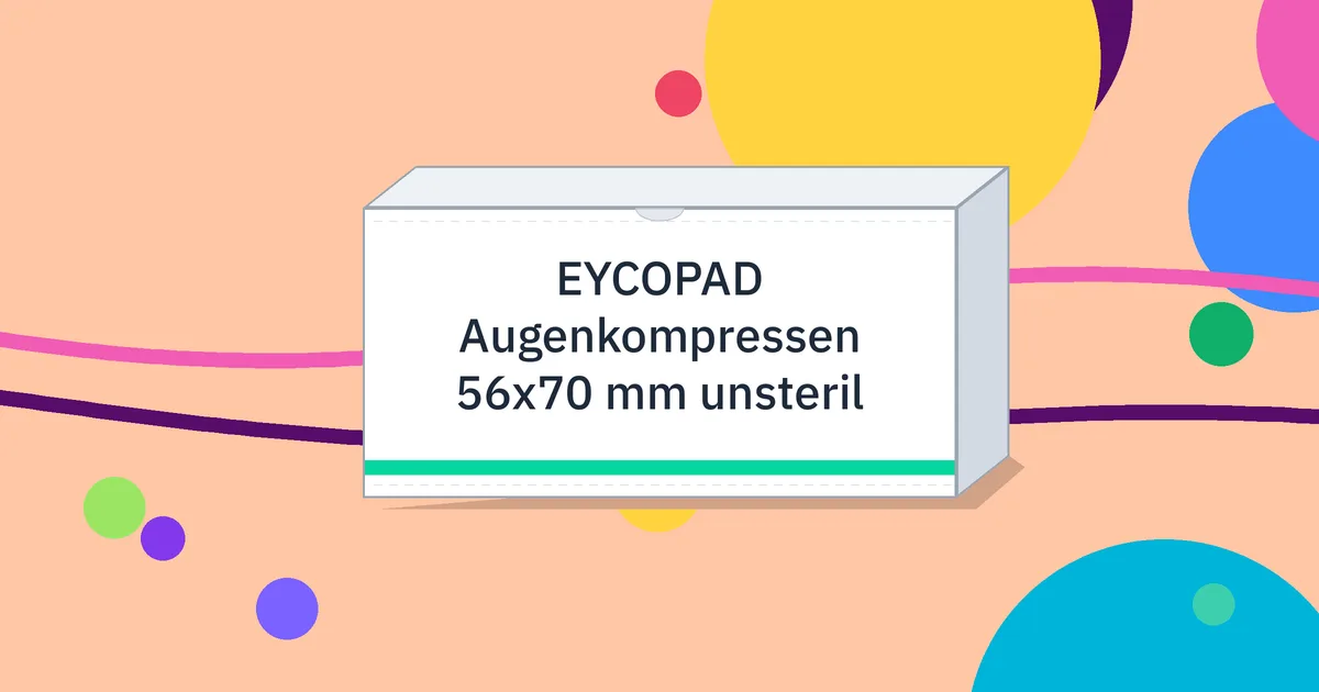 Symbolbild: Packung mit der Aufschrift EYCOPAD Augenkompressen 56x70 mm unsteril (PZN 12367390) – Verfügbarkeit und Bezug in Apotheken in Frankfurt am Main
