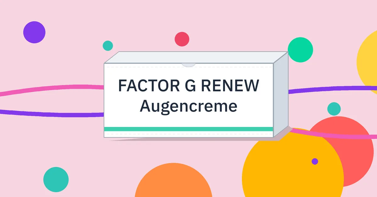 Symbolbild: Packung mit der Aufschrift FACTOR G RENEW Augencreme (PZN 18018590) – Verfügbarkeit und Bezug in Apotheken in Frankfurt am Main