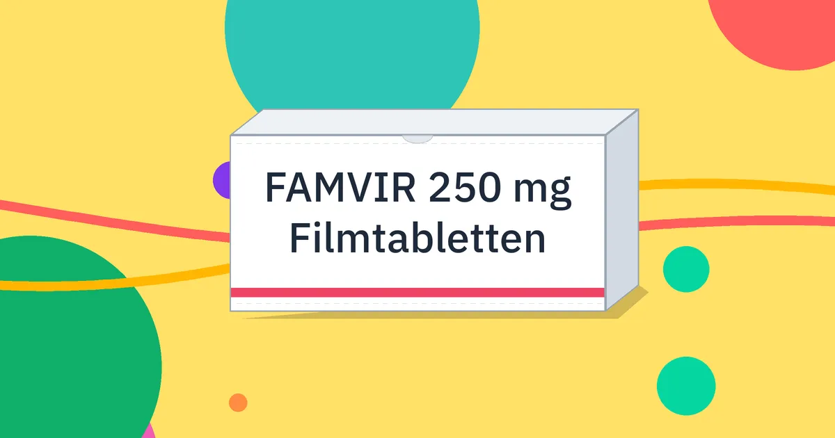 Symbolbild: Packung mit der Aufschrift FAMVIR 250 mg Filmtabletten (PZN 09393047) – Verfügbarkeit und Bezug in Apotheken in Frankfurt am Main