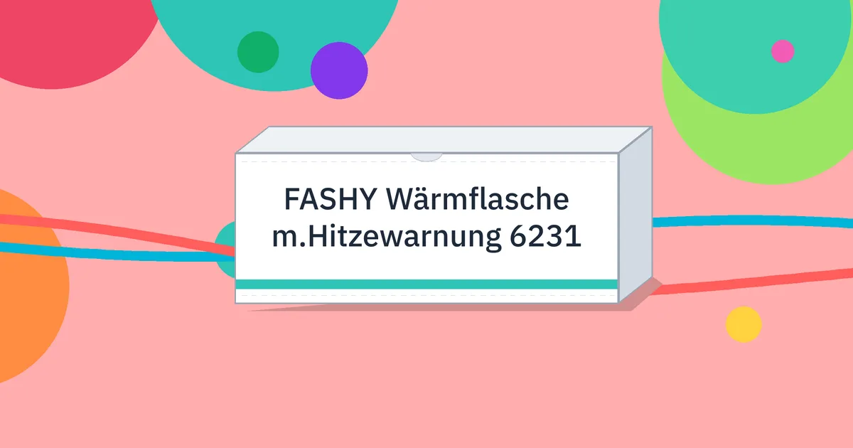 Symbolbild: Packung mit der Aufschrift FASHY Wärmflasche m.Hitzewarnung 6231 (PZN 06566116) – Verfügbarkeit und Bezug in Apotheken in Frankfurt am Main