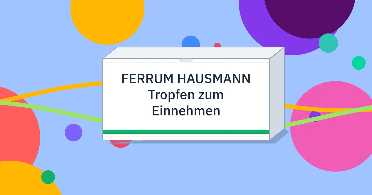 Symbolbild: Packung mit der Aufschrift FERRUM HAUSMANN Tropfen zum Einnehmen (PZN 02190861) – Verfügbarkeit und Bezug in Apotheken in Frankfurt am Main
