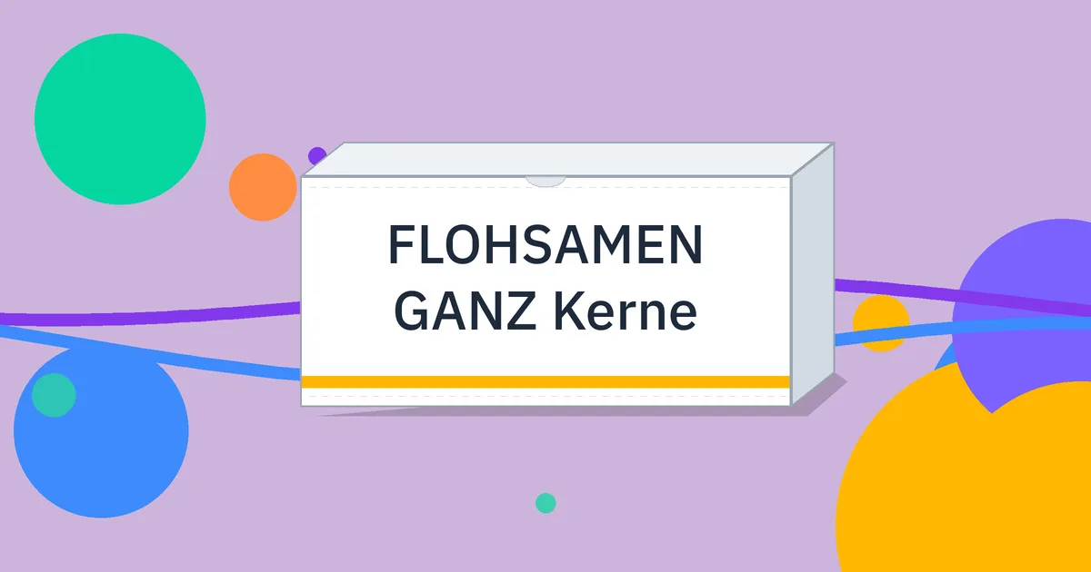 Symbolbild: Packung mit der Aufschrift FLOHSAMEN GANZ Kerne (PZN 10811656) – Verfügbarkeit und Bezug in Apotheken in Frankfurt am Main