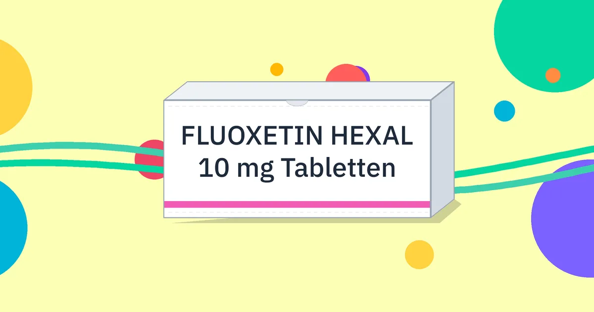 Symbolbild: Packung mit der Aufschrift FLUOXETIN HEXAL 10 mg Tabletten (PZN 01822885) – Verfügbarkeit und Bezug in Apotheken in Frankfurt am Main