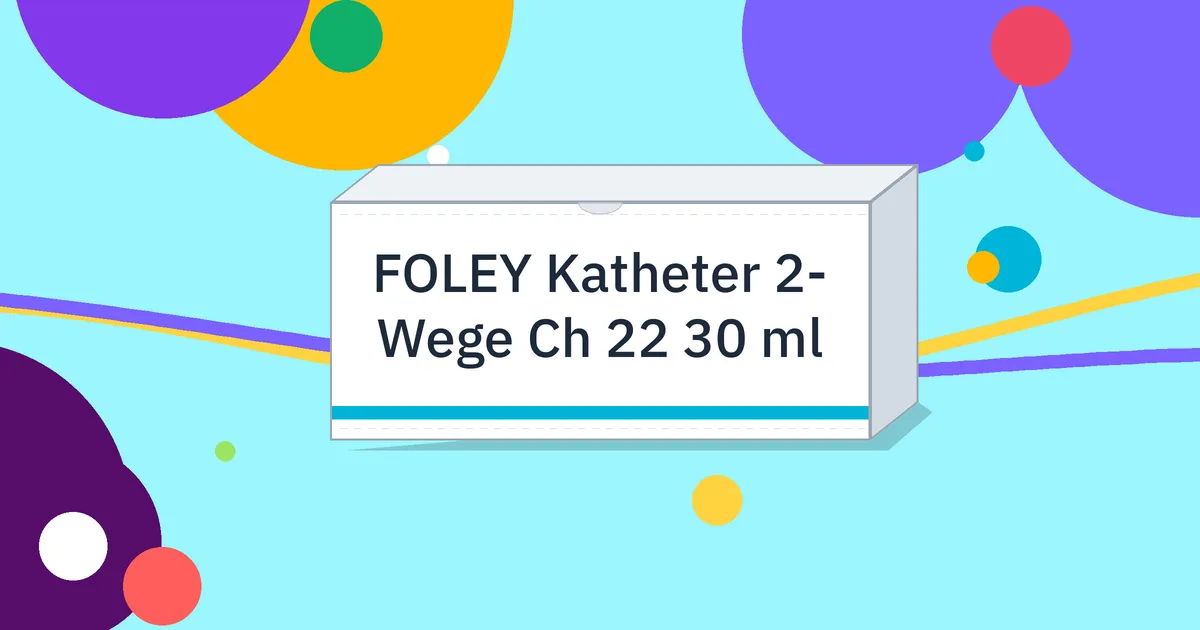Symbolbild: Packung mit der Aufschrift FOLEY Katheter 2-Wege Ch 22 30 ml (PZN 04366057) – Verfügbarkeit und Bezug in Apotheken in Frankfurt am Main