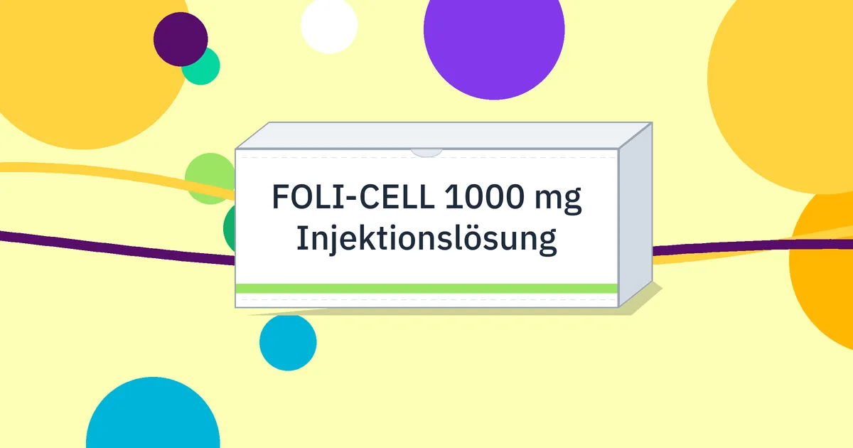 Symbolbild: Packung mit der Aufschrift FOLI-CELL 1000 mg Injektionslösung (PZN 07127057) – Verfügbarkeit und Bezug in Apotheken in Frankfurt am Main