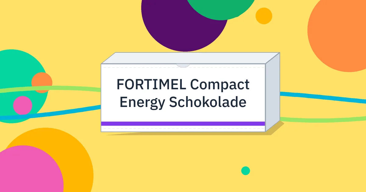 Symbolbild: Packung mit der Aufschrift FORTIMEL Compact Energy Schokolade (PZN 15817014) – Verfügbarkeit und Bezug in Apotheken in Frankfurt am Main