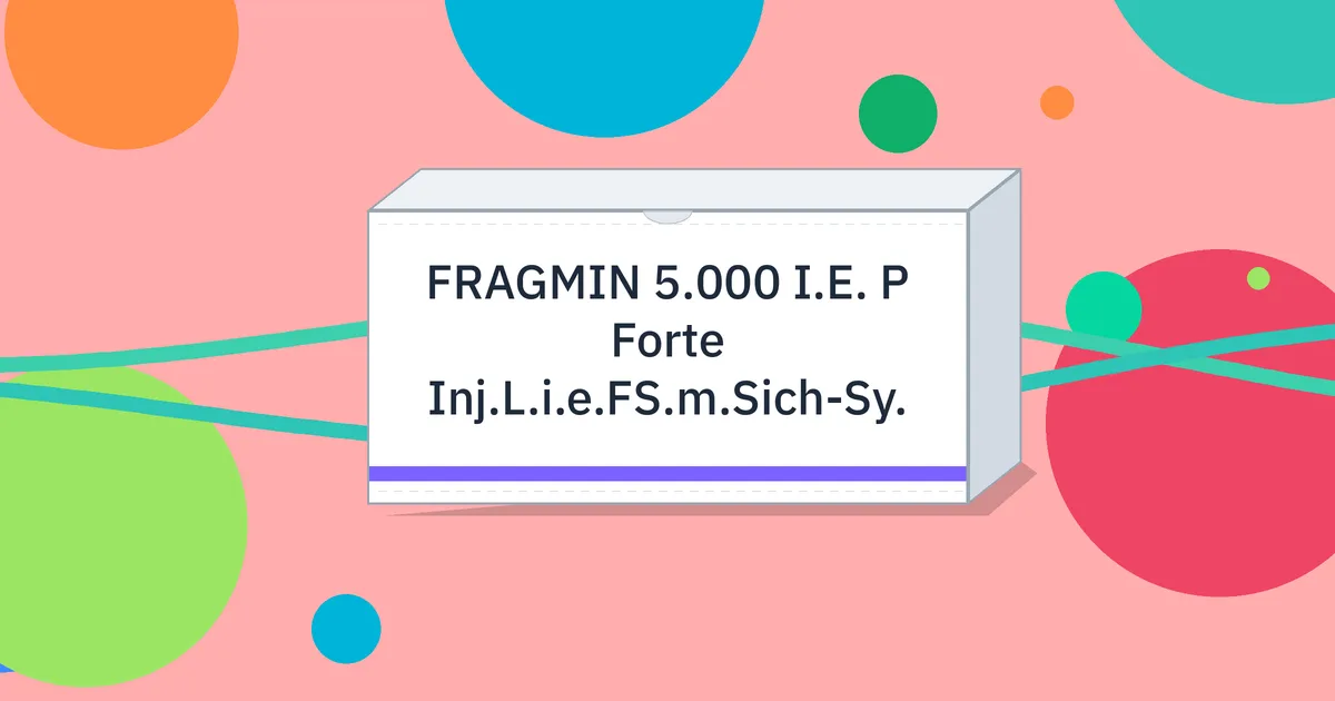 Symbolbild: Packung mit der Aufschrift FRAGMIN 5.000 I.E. P Forte Inj.L.i.e.FS.m.Sich-Sy. (PZN 09714853) – Verfügbarkeit und Bezug in Apotheken in Frankfurt am Main