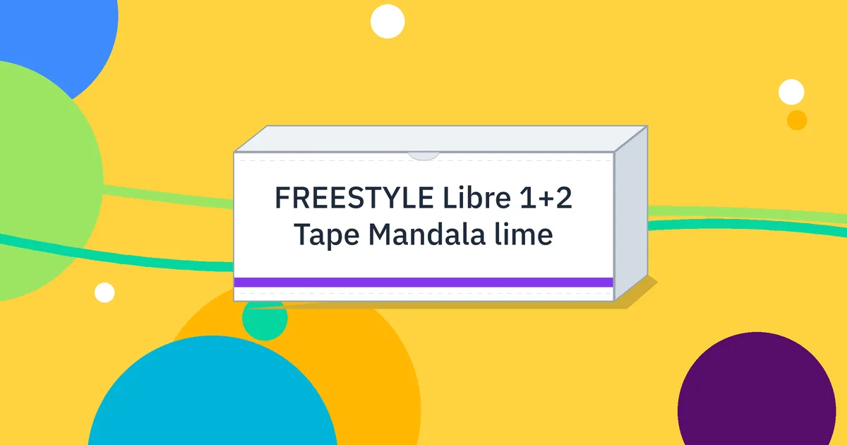 Symbolbild: Packung mit der Aufschrift FREESTYLE Libre 1+2 Tape Mandala lime (PZN 18178046) – Verfügbarkeit und Bezug in Apotheken in Frankfurt am Main