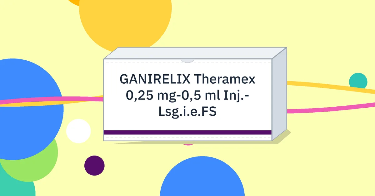 Symbolbild: Packung mit der Aufschrift GANIRELIX Theramex 0,25 mg-0,5 ml Inj.-Lsg.i.e.FS (PZN 17935433) – Verfügbarkeit und Bezug in Apotheken in Frankfurt am Main