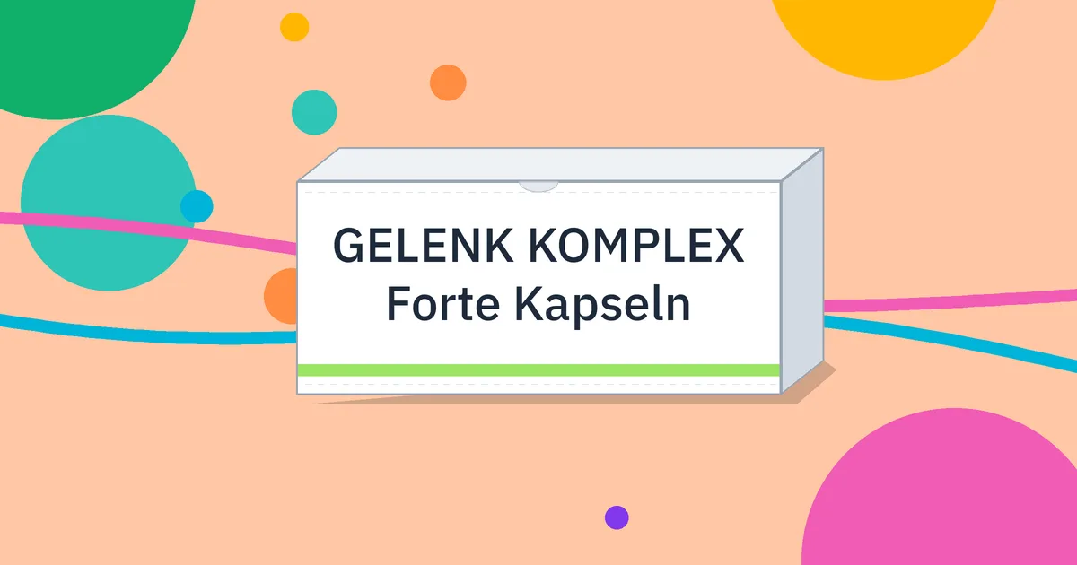 Symbolbild: Packung mit der Aufschrift GELENK KOMPLEX Forte Kapseln (PZN 20335292) – Verfügbarkeit und Bezug in Apotheken in Frankfurt am Main