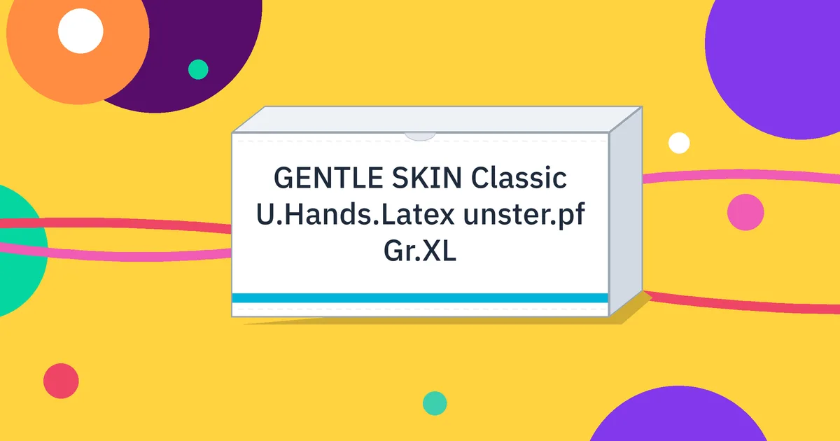 Symbolbild: Packung mit der Aufschrift GENTLE SKIN Classic U.Hands.Latex unster.pf Gr.XL (PZN 02243801) – Verfügbarkeit und Bezug in Apotheken in Frankfurt am Main