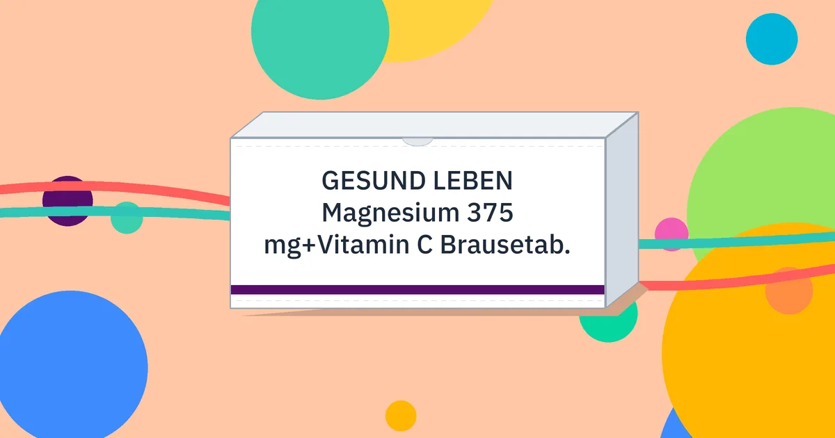 Symbolbild: Packung mit der Aufschrift GESUND LEBEN Magnesium 375 mg+Vitamin C Brausetab. (PZN 01746150) – Verfügbarkeit und Bezug in Apotheken in Frankfurt am Main