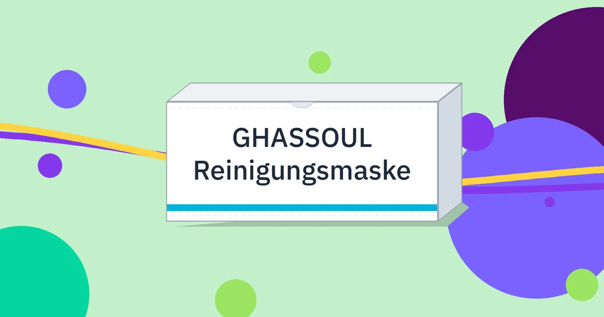 Symbolbild: Packung mit der Aufschrift GHASSOUL Reinigungsmaske (PZN 05461415) – Verfügbarkeit und Bezug in Apotheken in Frankfurt am Main