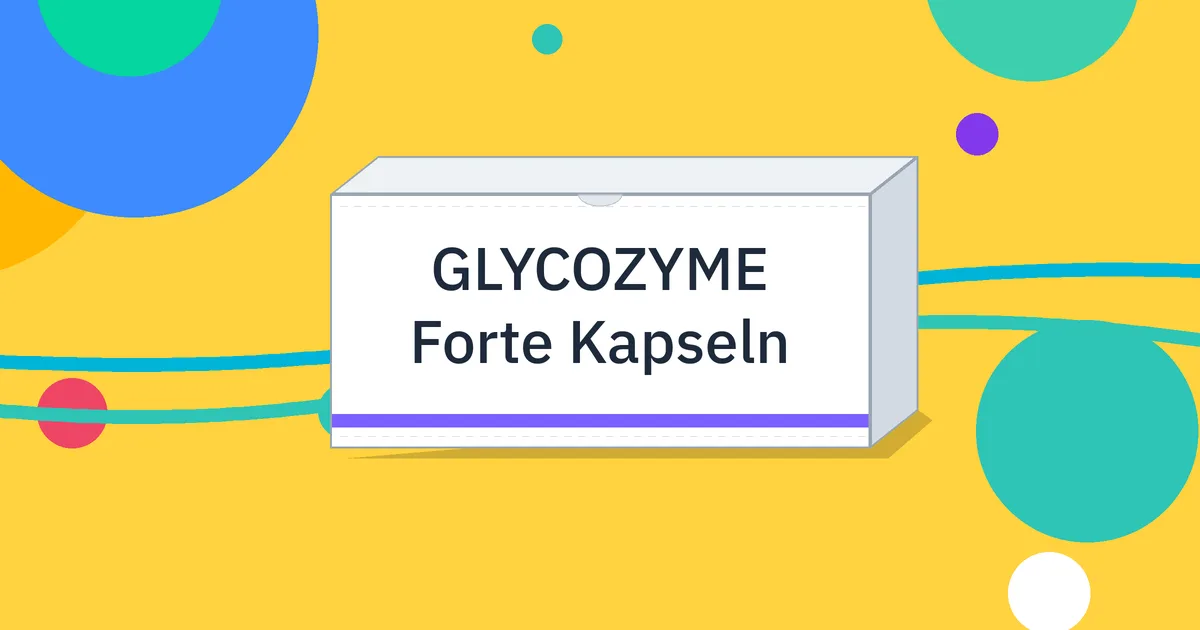 Symbolbild: Packung mit der Aufschrift GLYCOZYME Forte Kapseln (PZN 16831252) – Verfügbarkeit und Bezug in Apotheken in Frankfurt am Main