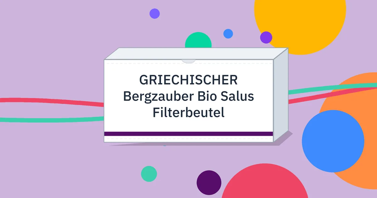 Symbolbild: Packung mit der Aufschrift GRIECHISCHER Bergzauber Bio Salus Filterbeutel (PZN 18215020) – Verfügbarkeit und Bezug in Apotheken in Frankfurt am Main