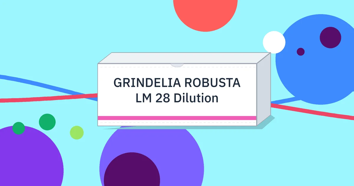Symbolbild: Packung mit der Aufschrift GRINDELIA ROBUSTA LM 28 Dilution (PZN 13547177) – Verfügbarkeit und Bezug in Apotheken in Frankfurt am Main