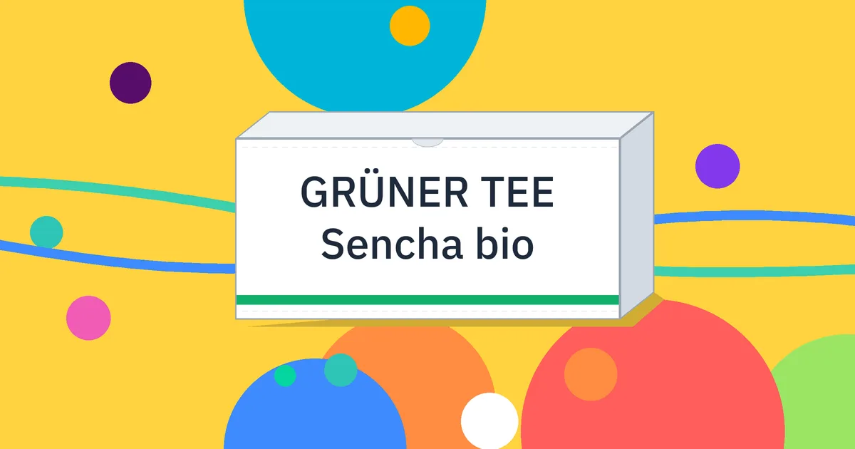 Symbolbild: Packung mit der Aufschrift GRÜNER TEE Sencha bio (PZN 10931952) – Verfügbarkeit und Bezug in Apotheken in Frankfurt am Main