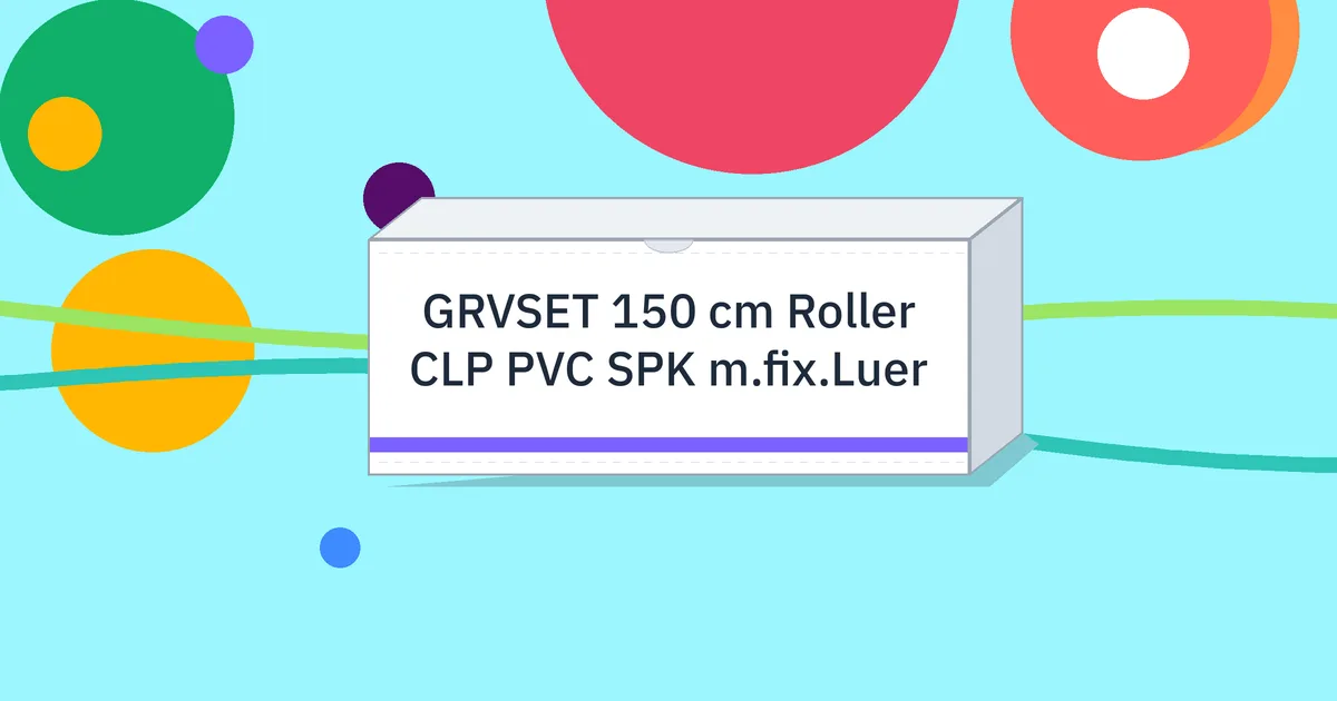 Symbolbild: Packung mit der Aufschrift GRVSET 150 cm Roller CLP PVC SPK m.fix.Luer (PZN 17897394) – Verfügbarkeit und Bezug in Apotheken in Frankfurt am Main