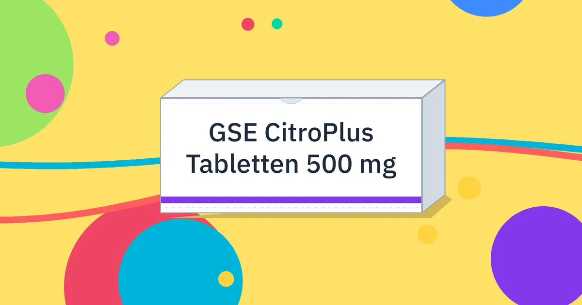 Symbolbild: Packung mit der Aufschrift GSE CitroPlus Tabletten 500 mg (PZN 04143742) – Verfügbarkeit und Bezug in Apotheken in Frankfurt am Main