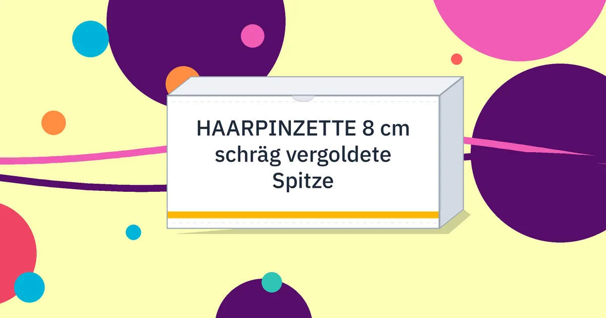 Symbolbild: Packung mit der Aufschrift HAARPINZETTE 8 cm schräg vergoldete Spitze (PZN 17287543) – Verfügbarkeit und Bezug in Apotheken in Frankfurt am Main