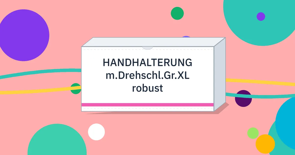 Symbolbild: Packung mit der Aufschrift HANDHALTERUNG m.Drehschl.Gr.XL robust (PZN 14297653) – Verfügbarkeit und Bezug in Apotheken in Frankfurt am Main