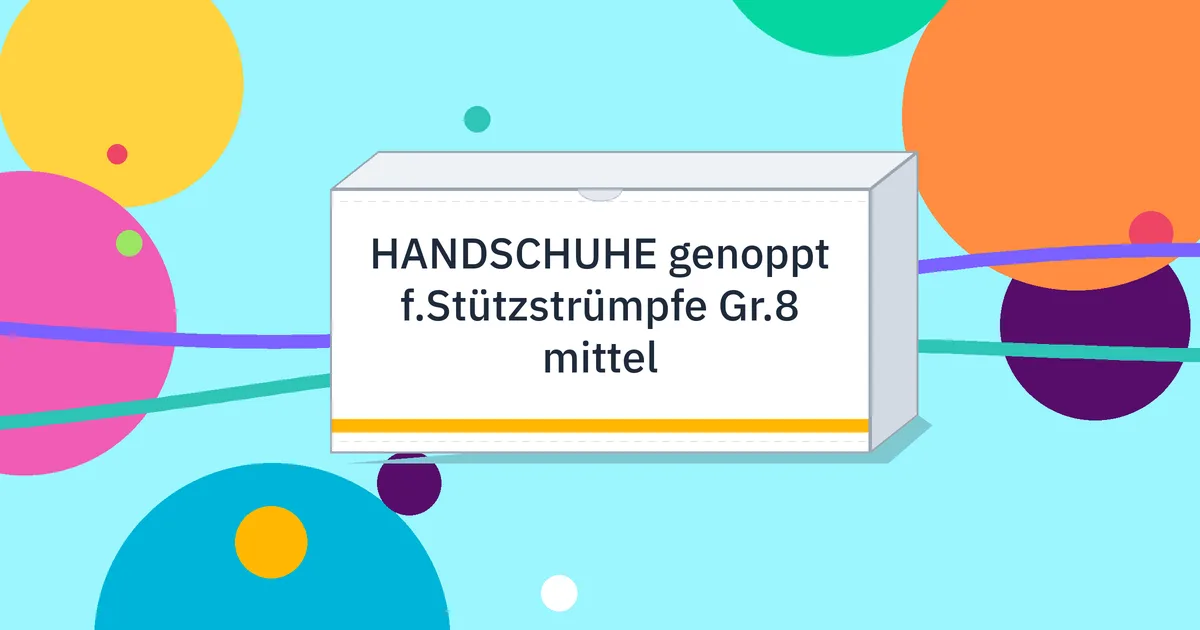 Symbolbild: Packung mit der Aufschrift HANDSCHUHE genoppt f.Stützstrümpfe Gr.8 mittel (PZN 09901897) – Verfügbarkeit und Bezug in Apotheken in Frankfurt am Main