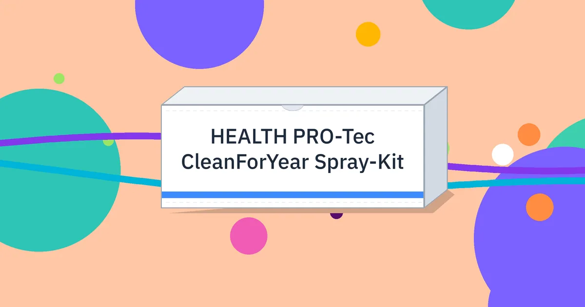 Symbolbild: Packung mit der Aufschrift HEALTH PRO-Tec CleanForYear Spray-Kit (PZN 20222984) – Verfügbarkeit und Bezug in Apotheken in Frankfurt am Main