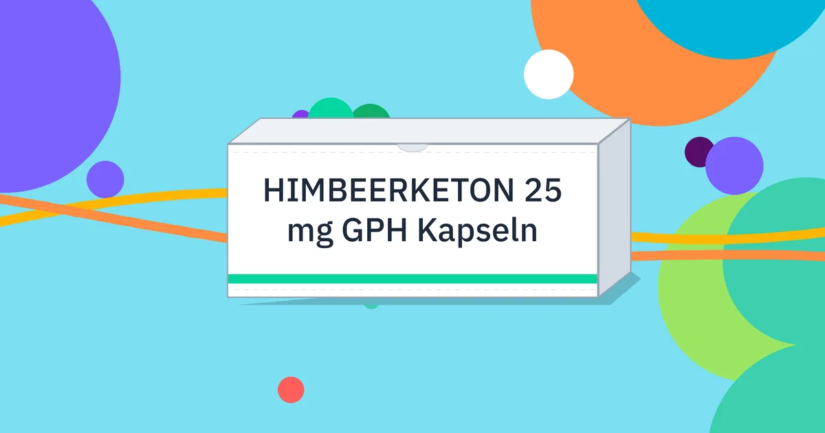 Symbolbild: Packung mit der Aufschrift HIMBEERKETON 25 mg GPH Kapseln (PZN 10977440) – Verfügbarkeit und Bezug in Apotheken in Frankfurt am Main