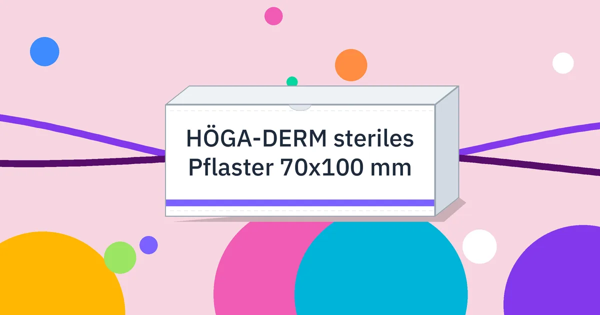 Symbolbild: Packung mit der Aufschrift HÖGA-DERM steriles Pflaster 70x100 mm (PZN 11889838) – Verfügbarkeit und Bezug in Apotheken in Frankfurt am Main