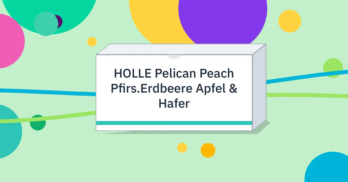Symbolbild: Packung mit der Aufschrift HOLLE Pelican Peach Pfirs.Erdbeere Apfel & Hafer (PZN 19640245) – Verfügbarkeit und Bezug in Apotheken in Frankfurt am Main