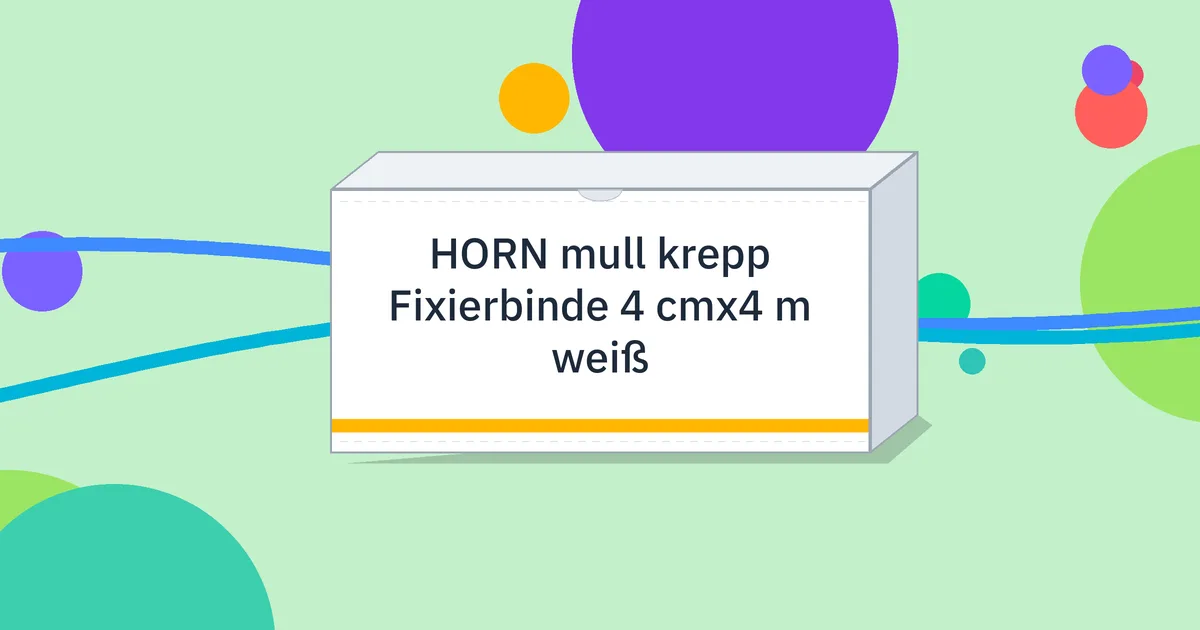 Symbolbild: Packung mit der Aufschrift HORN mull krepp Fixierbinde 4 cmx4 m weiß (PZN 04636769) – Verfügbarkeit und Bezug in Apotheken in Frankfurt am Main