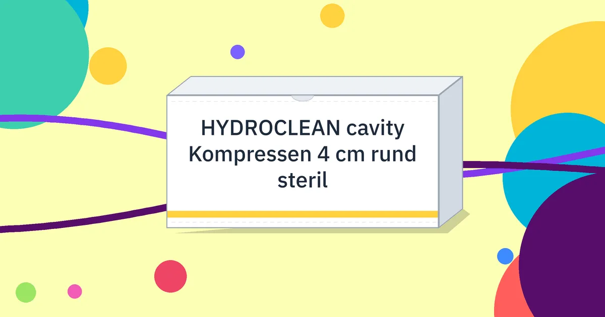 Symbolbild: Packung mit der Aufschrift HYDROCLEAN cavity Kompressen 4 cm rund steril (PZN 00127462) – Verfügbarkeit und Bezug in Apotheken in Frankfurt am Main
