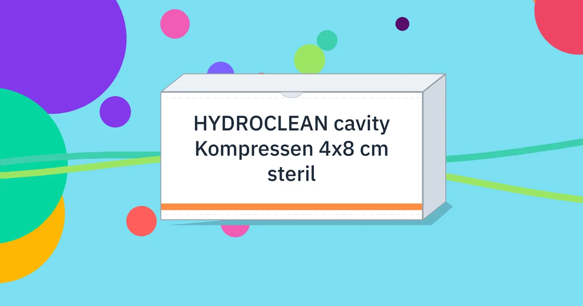 Symbolbild: Packung mit der Aufschrift HYDROCLEAN cavity Kompressen 4x8 cm steril (PZN 20691495) – Verfügbarkeit und Bezug in Apotheken in Frankfurt am Main