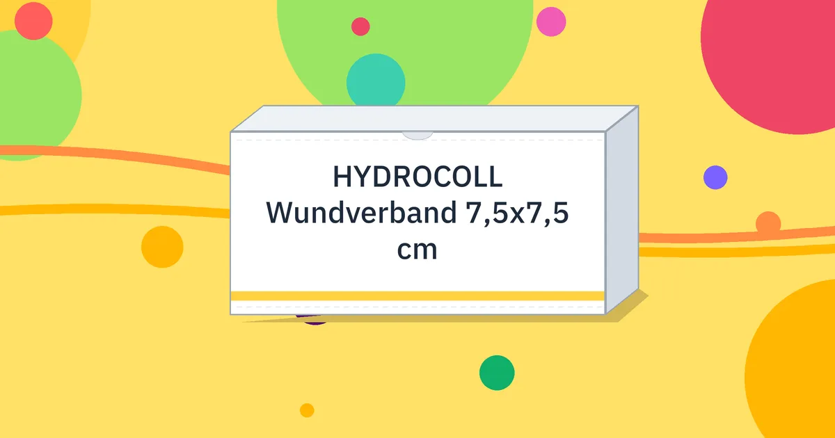 Symbolbild: Packung mit der Aufschrift HYDROCOLL Wundverband 7,5x7,5 cm (PZN 07604830) – Verfügbarkeit und Bezug in Apotheken in Frankfurt am Main