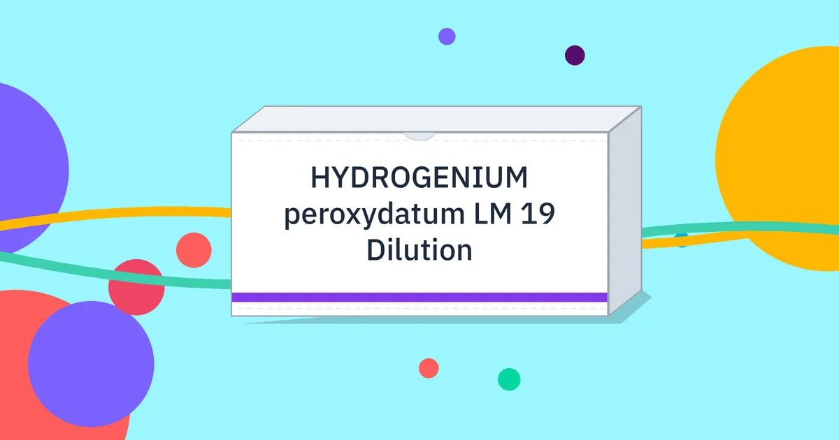 Symbolbild: Packung mit der Aufschrift HYDROGENIUM peroxydatum LM 19 Dilution (PZN 13557313) – Verfügbarkeit und Bezug in Apotheken in Frankfurt am Main