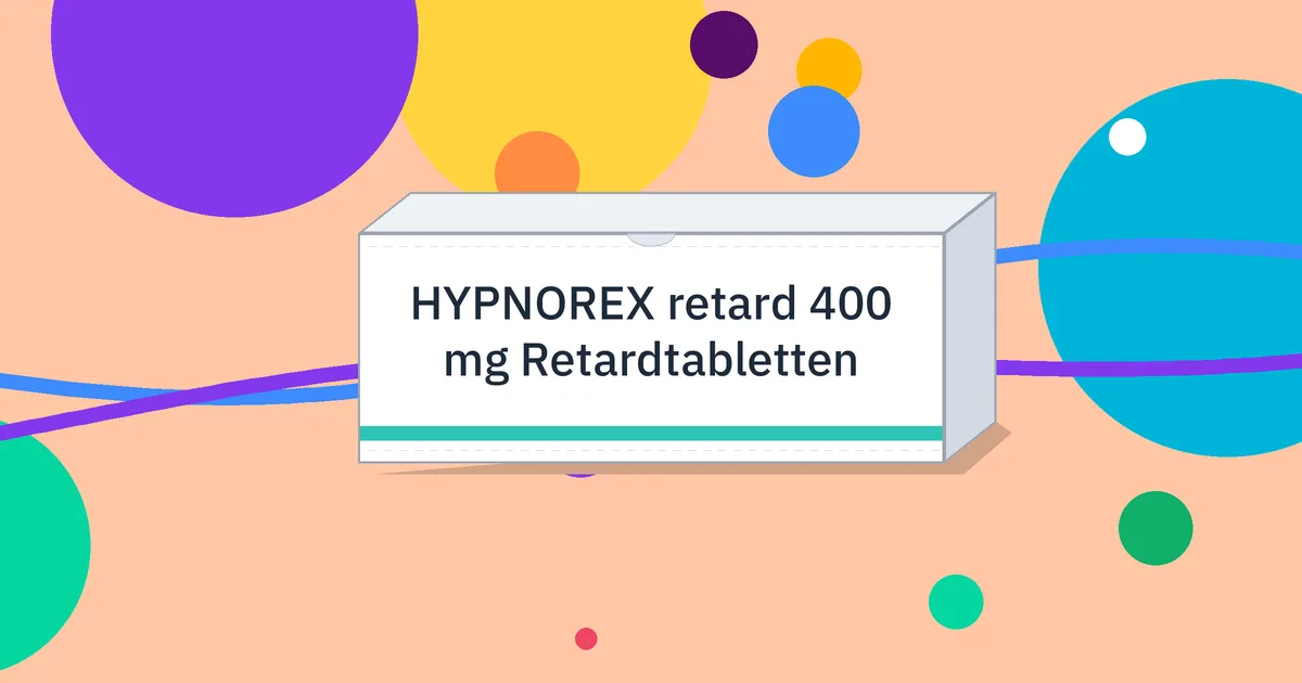 Symbolbild: Packung mit der Aufschrift HYPNOREX retard 400 mg Retardtabletten (PZN 03961697) – Verfügbarkeit und Bezug in Apotheken in Frankfurt am Main