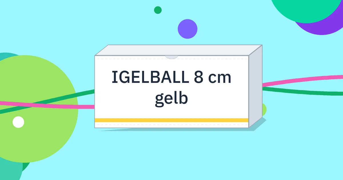 Symbolbild: Packung mit der Aufschrift IGELBALL 8 cm gelb (PZN 08454002) – Verfügbarkeit und Bezug in Apotheken in Frankfurt am Main