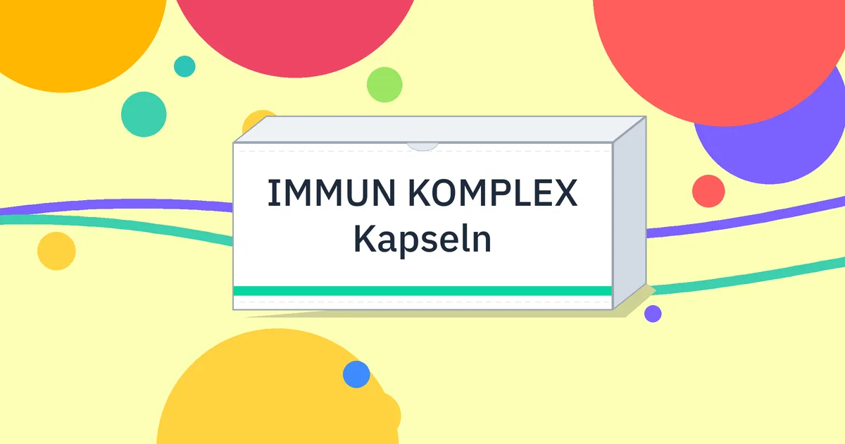 Symbolbild: Packung mit der Aufschrift IMMUN KOMPLEX Kapseln (PZN 11077365) – Verfügbarkeit und Bezug in Apotheken in Frankfurt am Main